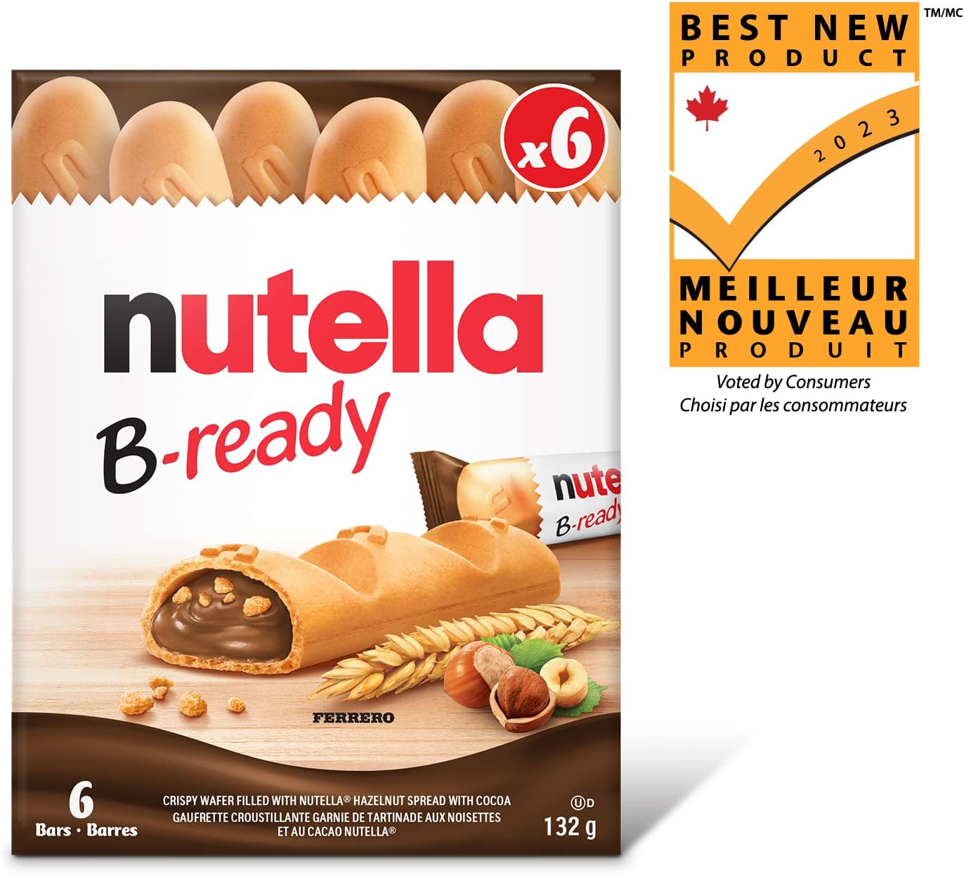 Nutella B-ready, 132g, 6 bars pack, Crunchy wafer filled with delicious Nutella : Amazon.ca ...