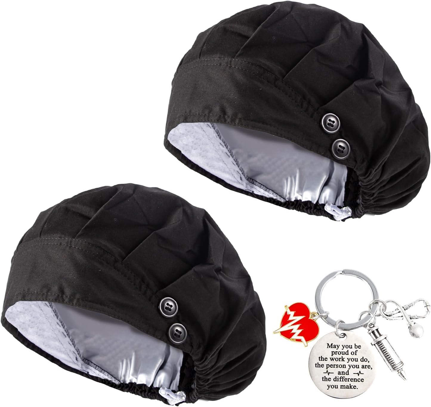 Amazon.com: Qchengsan Surgical Caps for Women Men,2 Pcs Satin Lined ...