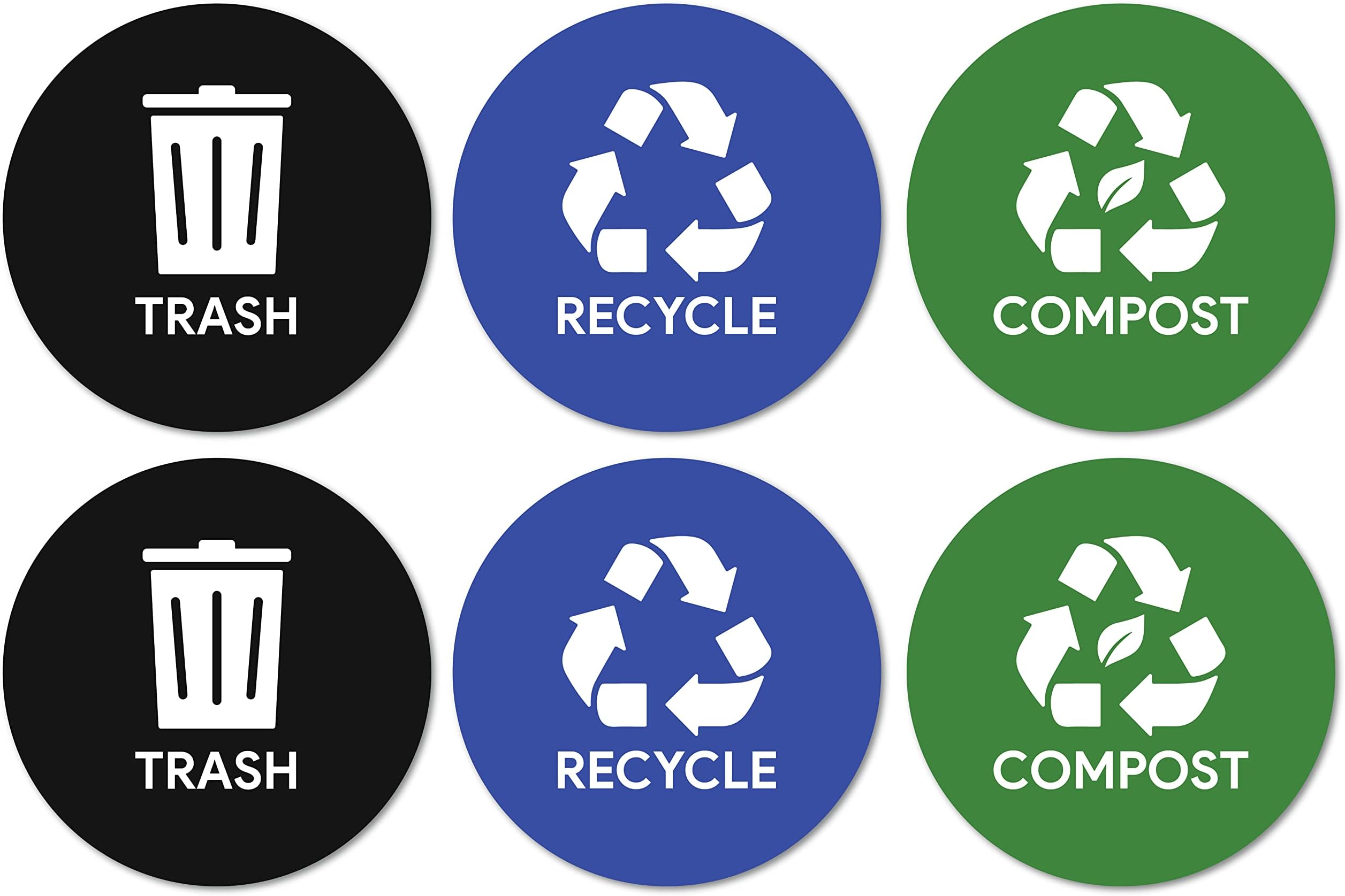 Sutter Signs Trash Compost Recycle Stickers for Trash Can 6pc Combo Set ...