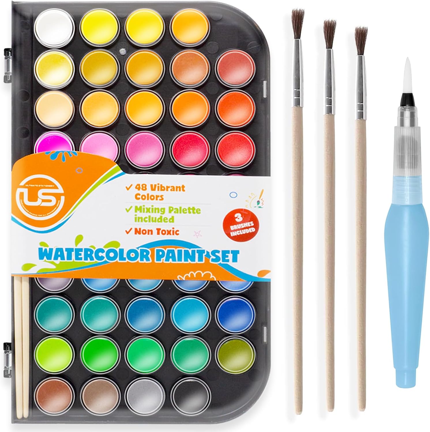 Amazon.com: Watercolor Paint Set- 48 Colors Washable Water Paint with ...