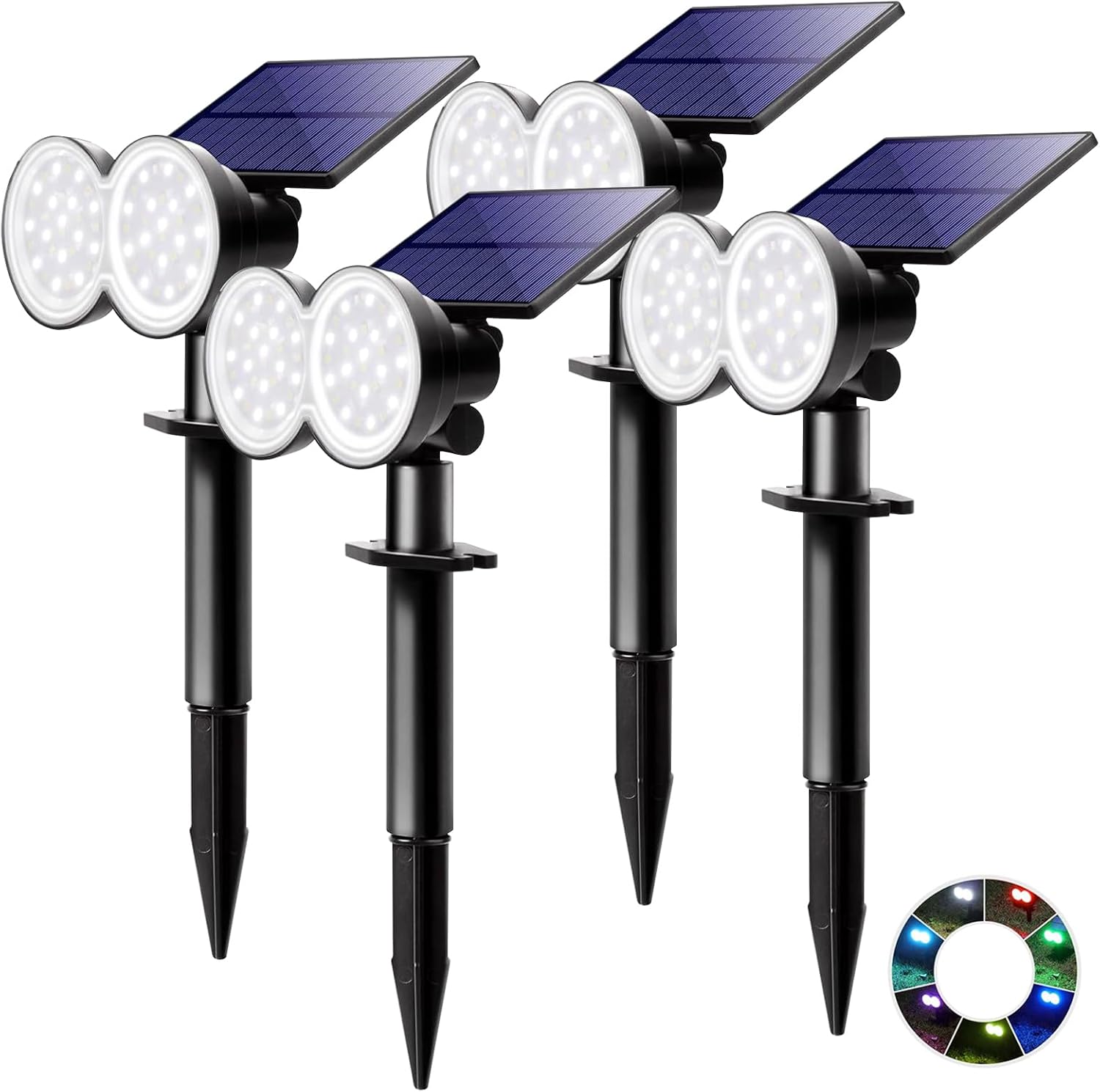 K KASONIC Kasonic Solar Spot Lights Outdoor, Color Changing Waterproof ...