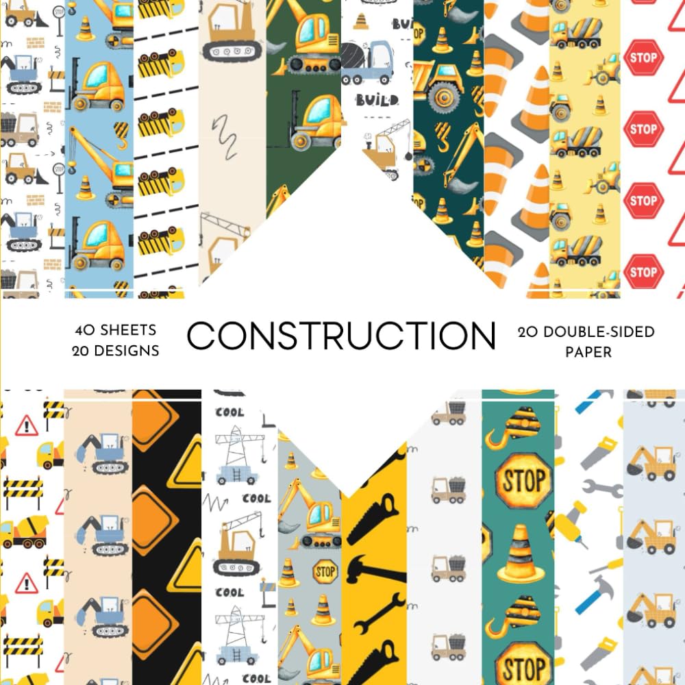 Amazon.com: Construction Scrapbook Paper: | Construction Decorative ...