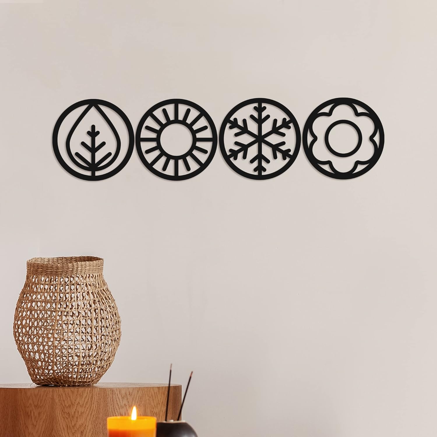 Amazon.com: DIGU Four Seasons Wood Wall Art - Summer, Autumn, Winter ...
