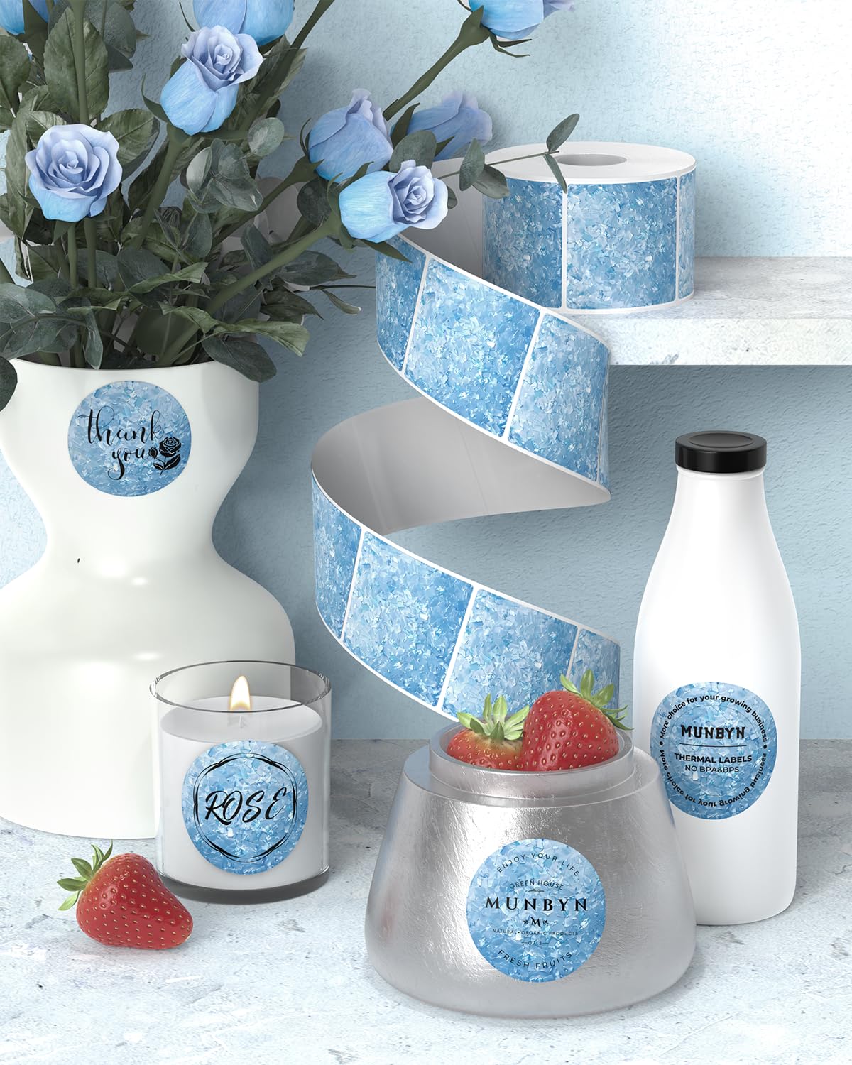 Snapklik.com : MUNBYN 2 Inch Round Blue Thermal Labels