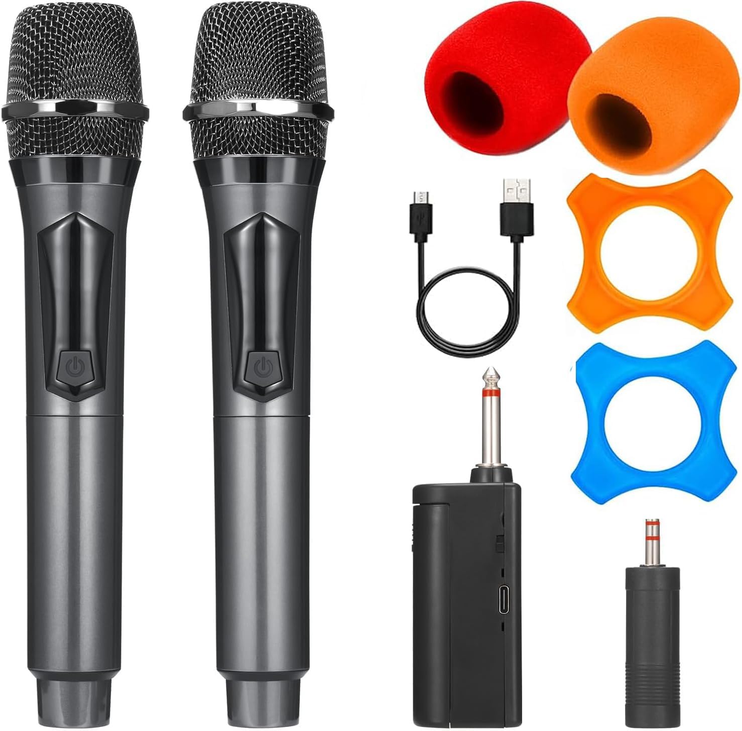 SDRO Micrófono Inalámbrico,Micrófono Karaoke Paquete de 2 Sistemas de ...