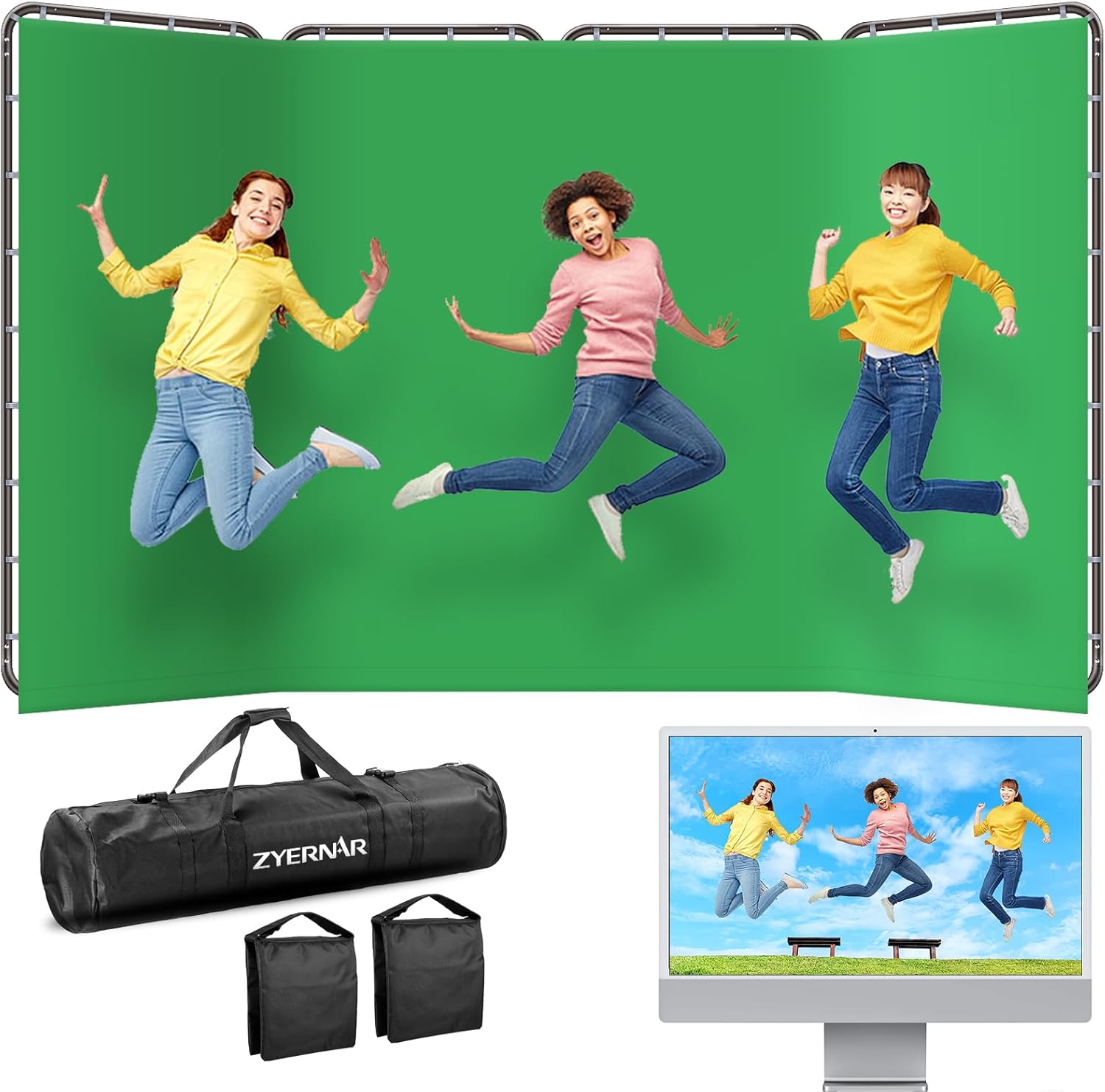 Amazon.com : 7.87ft x 13.12ft Green Screen Backdrop with Stand,Zyernar ...