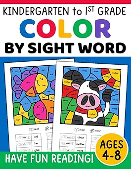 Amazon.com: Color by Sight Words for Kids Ages 4-8 Sight Word Practice ...