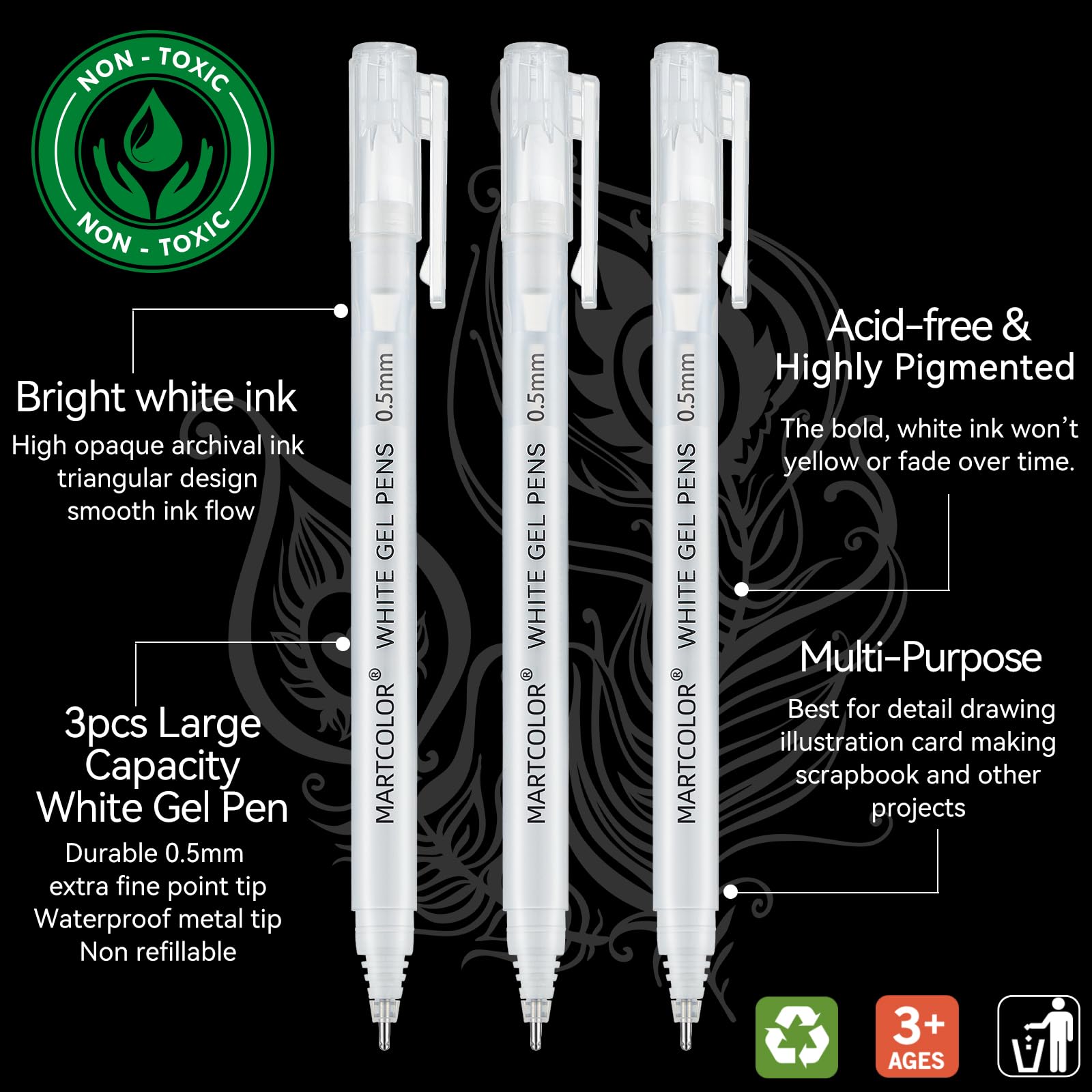 Snapklik.com : White Gel Pens, 0.5mm Extra Fine Point Opaque Archival ...