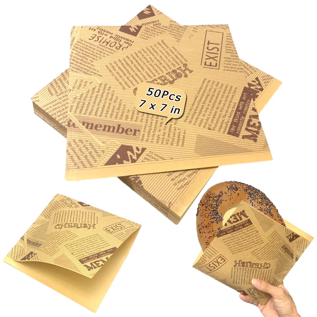 Amazon.com: Kanehosi Soft Pretzel Bags 7"x7" Double Open Sandwich Bags ...