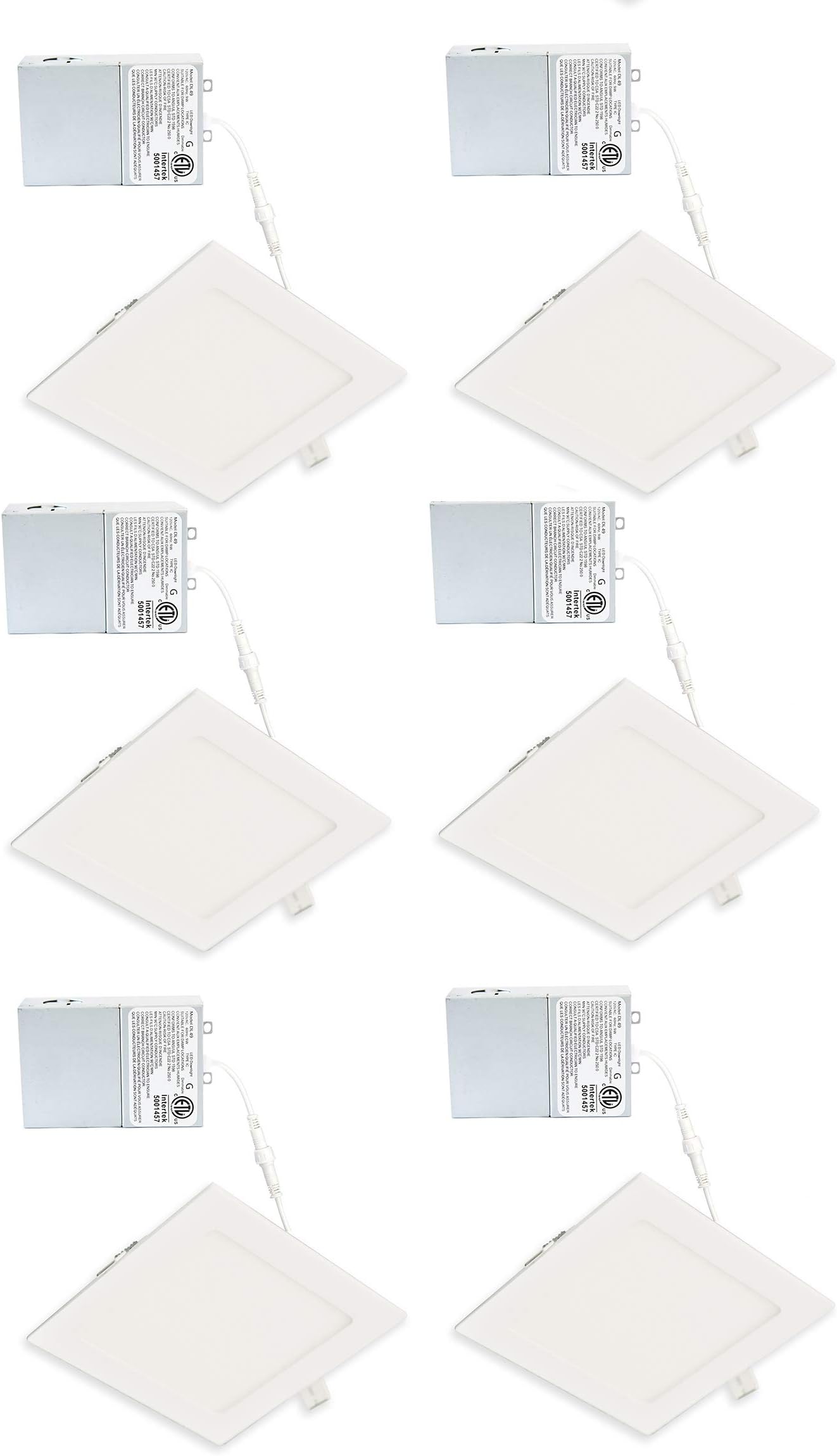 LED FANTASY 6-Inch Square 15W 120V Recessed Ultra Thin Ceiling LED ...