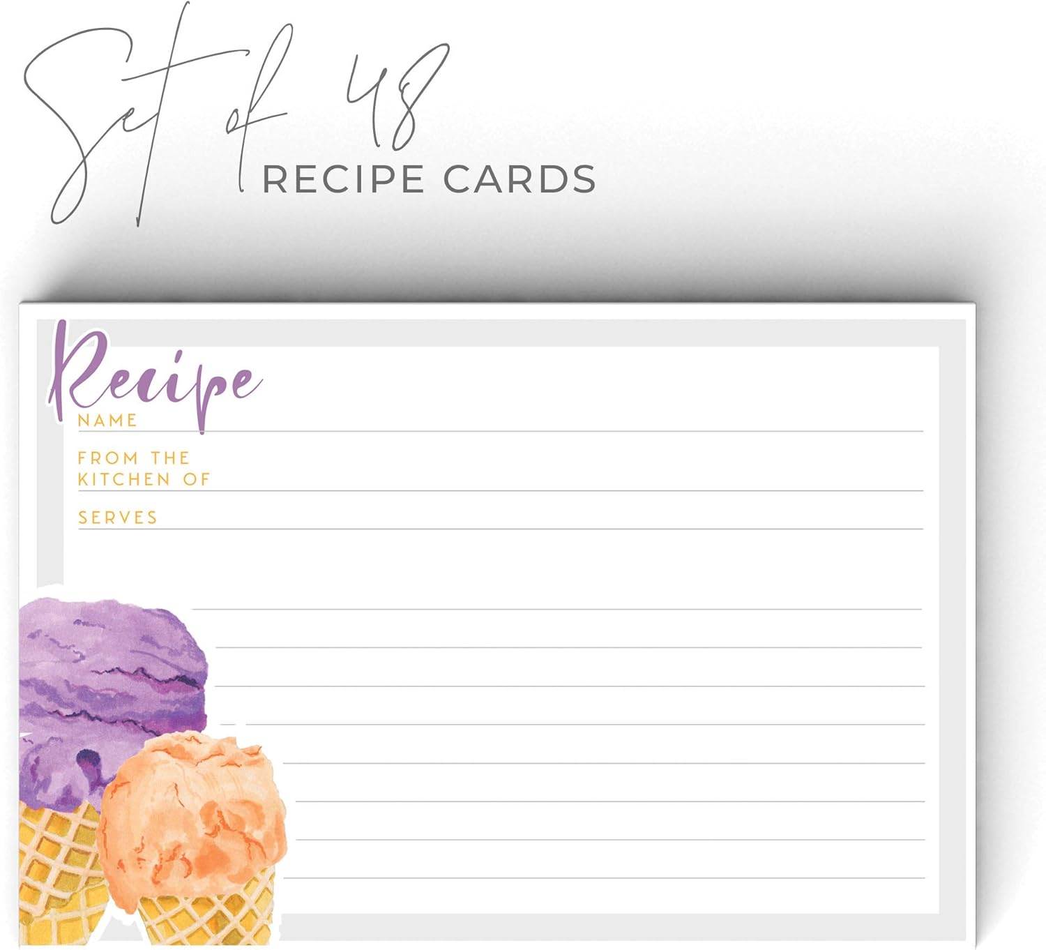 Ice Cream Recipe Cards, 48 Double Sided Cards, 4×6 Inches – CookingFreshs