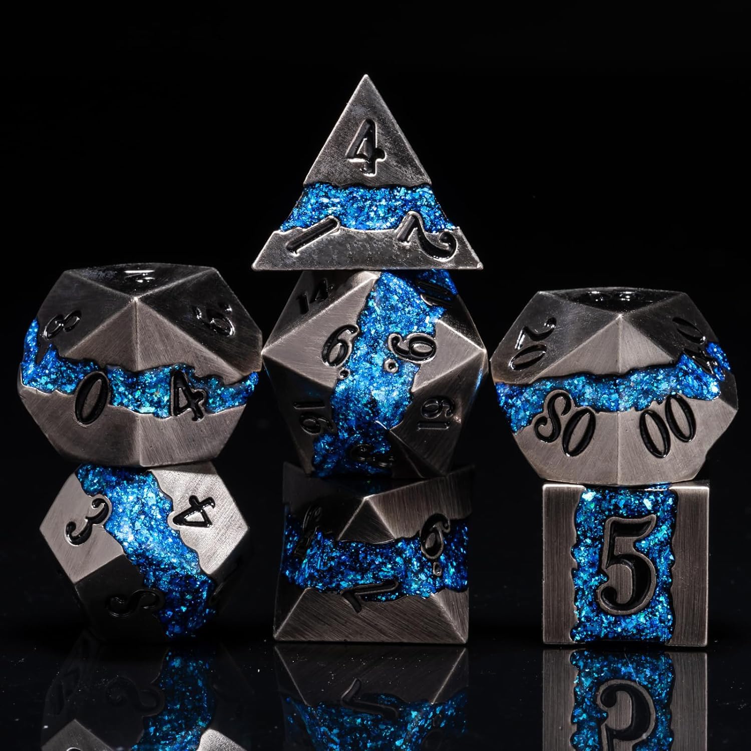 Amazon.com: Metal DND Polyhedral Dice,Large Stripe Glitter Metallic ...