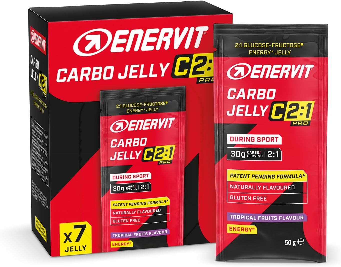 Enervit, Carbo Jelly C2:1PRO, Gelatine Energetiche, 30g di Carboidrati ...