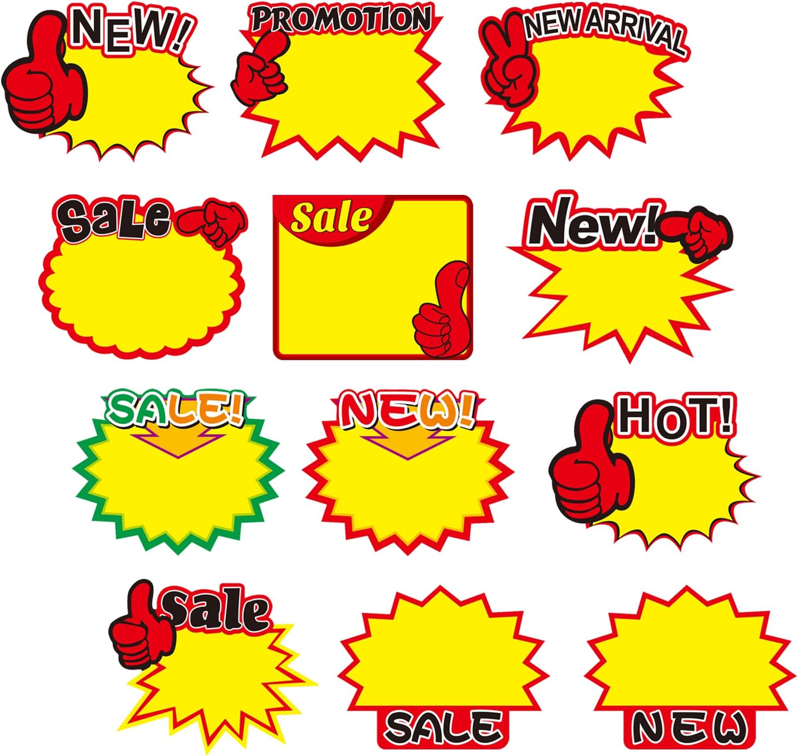YIQXKOUY 120 Pieces Sale Sign Tags 8.2 x 6 Inches Starburst Sign Cards ...