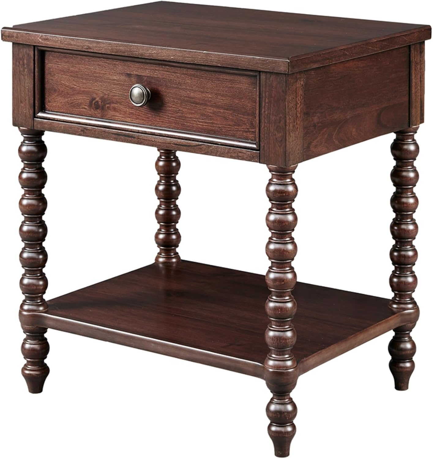 Amazon.com: Exquisite Acacia Wood One Drawer Nightstand - Deep Brown ...