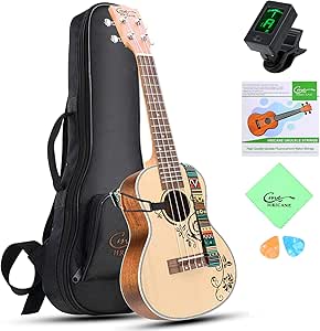 Amazon.com: Hricane Concert Ukulele 23 Inch Spruce Flower Top Sapele ...