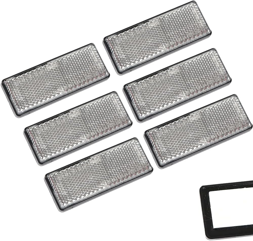 4x White/Clear Rectangular Rear Reflectors for Trailers Caravan ...