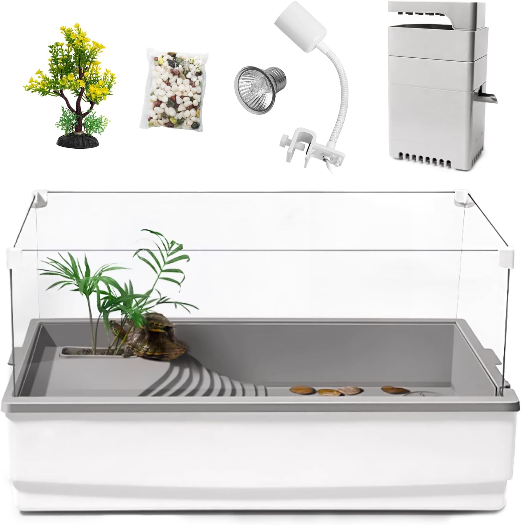 Amazon.com : Turtle Tank Habitat, Acrylic Aquatic Tortoise Aquarium ...