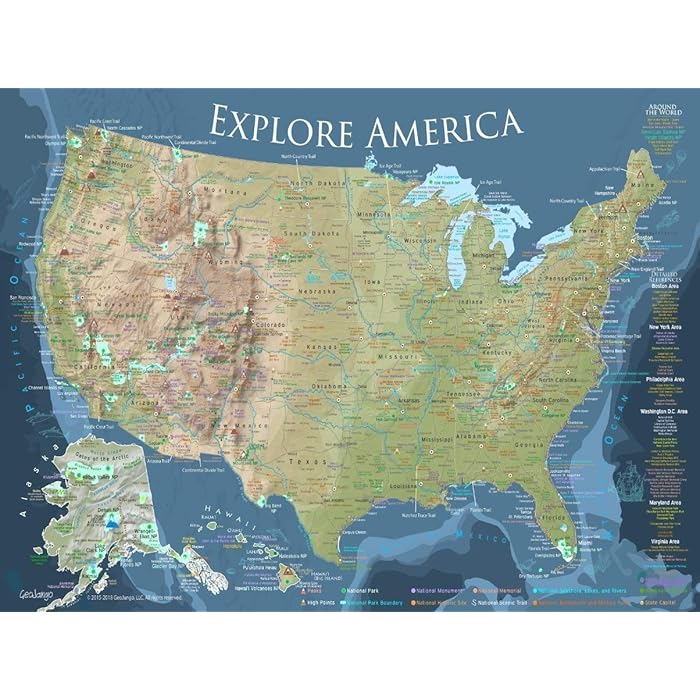 Buy National Parks Map Poster - 24x18 inch Map - Explore America Map ...