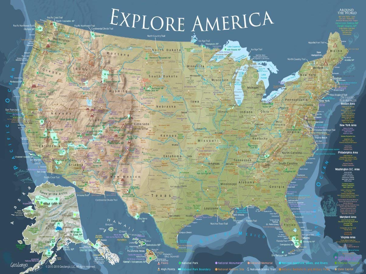 Buy National Parks - 24x18 inch - Explore America - USA Voyager Edition ...