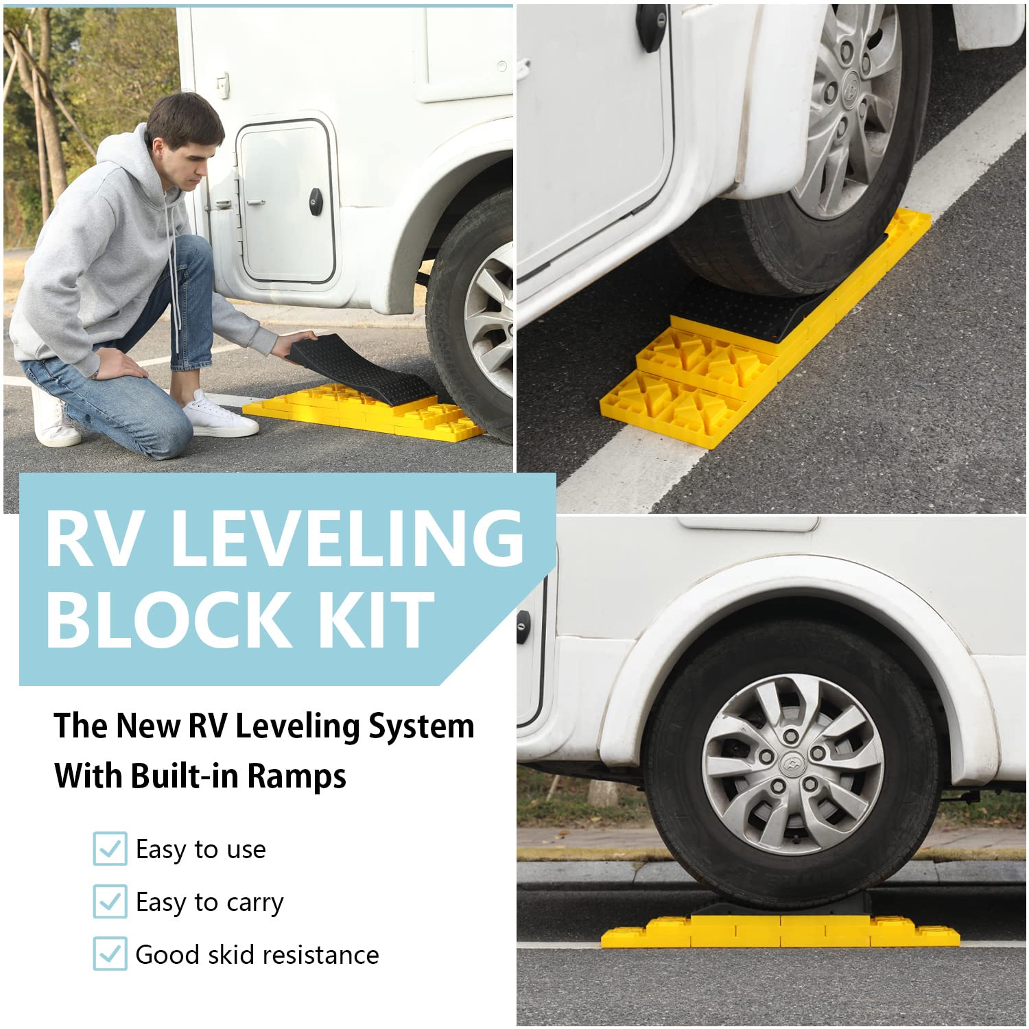 Snapklik.com : Homeon Wheels Camper Leveling Blocks, One Top Tire Saver ...