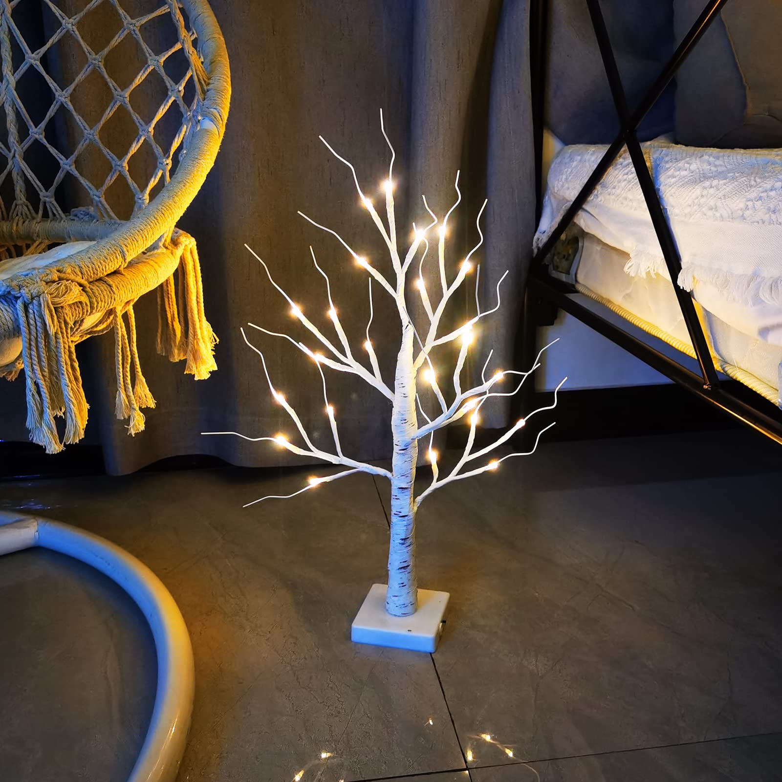 Hemasxing 3 Pack 24LT Lighted Birch Tree 2 Foot Battery Operated and ...