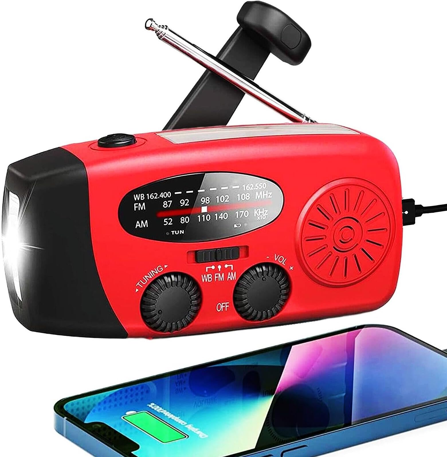 Amazon.com: TFTDOUP FM/AM/NOAA Weather Radio Hand Crank Self Powered ...