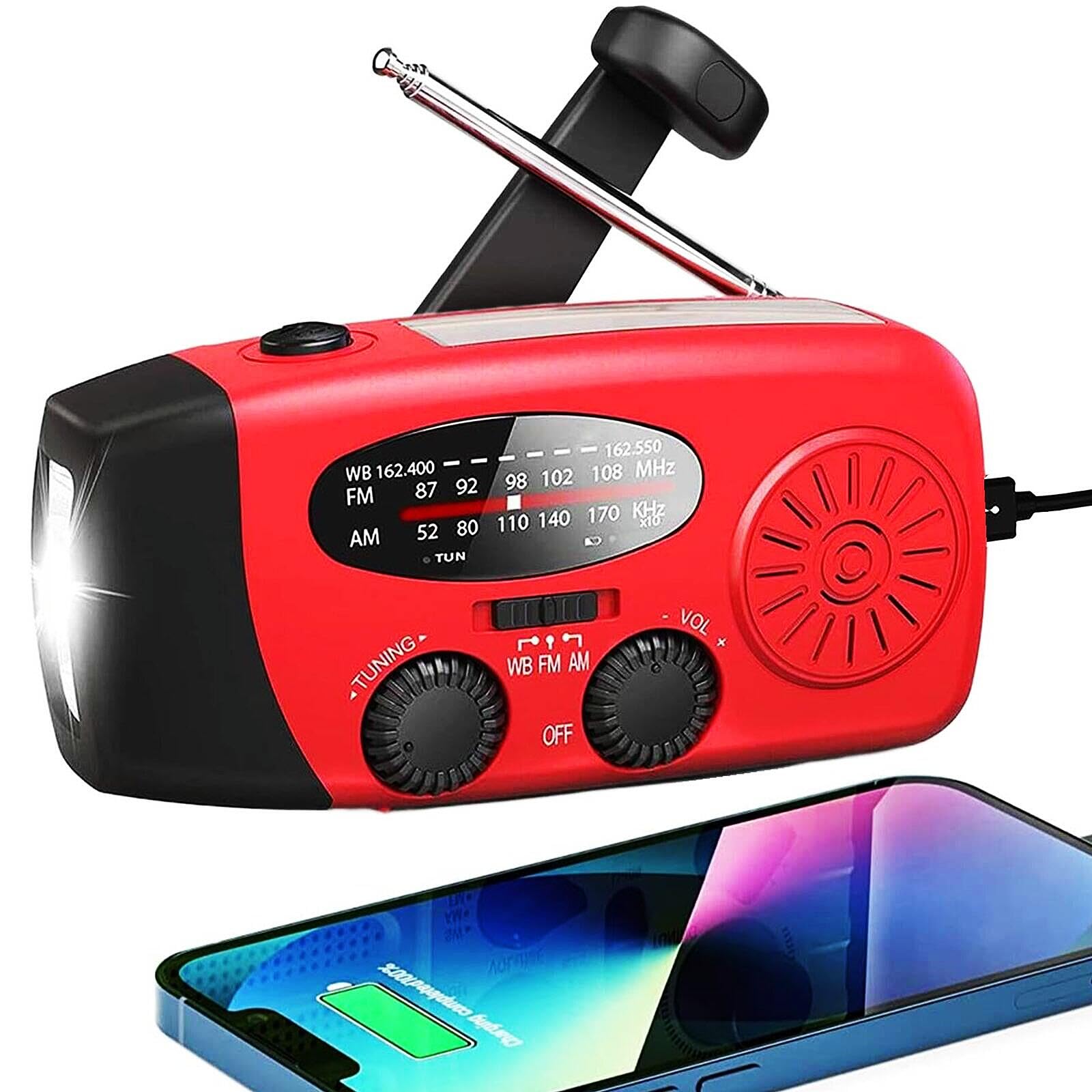 Amazon.com: 18500mWh/5000mAh Hand Crank Emergency Weather Radio, AM FM ...