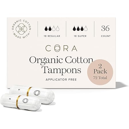 Amazon.com: Cora 100% Organic Cotton Non-Applicator Tampons | Regular ...