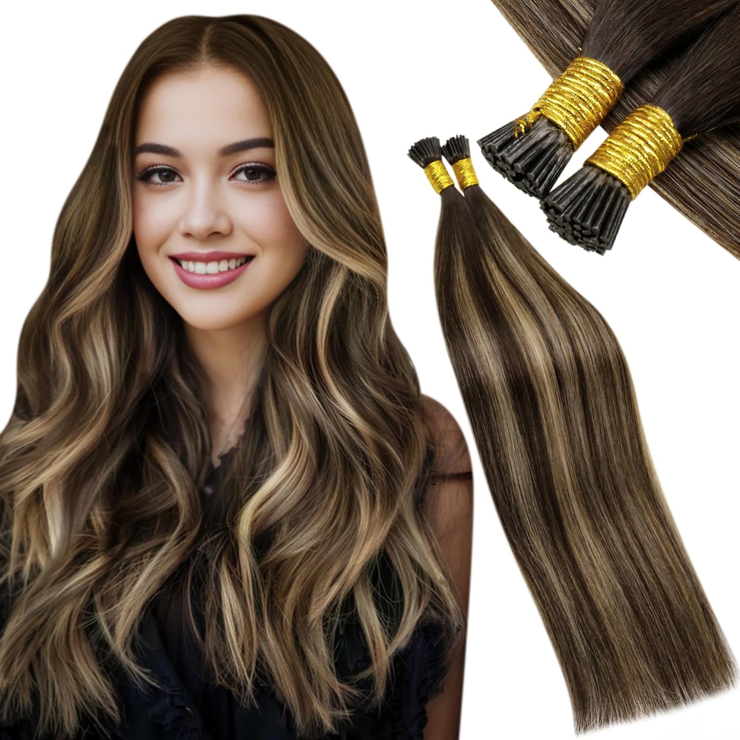 Amazon.com : LaaVoo Itip Hair Extensions Balayage I Tip Hair Extensions ...