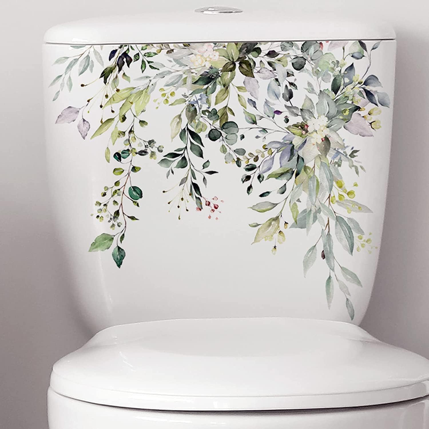 Amazon.com: Green Plant Leaves Flowers Toilet Stickers -DIY Removable ...