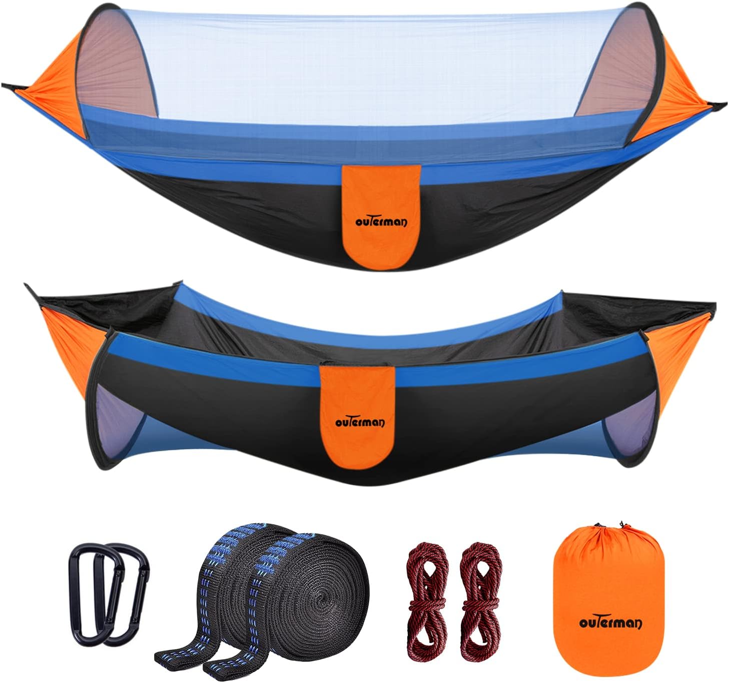 Outerman Hamaca de camping con mosquitero, hamaca individual portátil ...