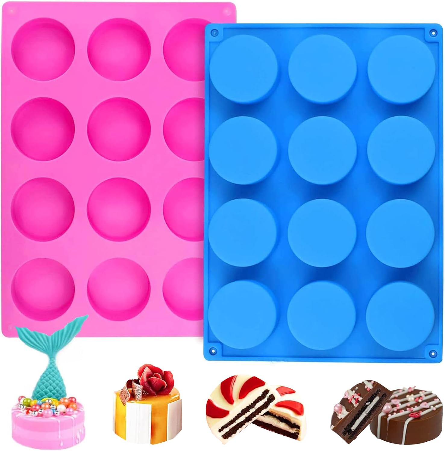 shypeg Round Cylinder Silicone Mold 2Pcs Classic Collection 12 Holes ...