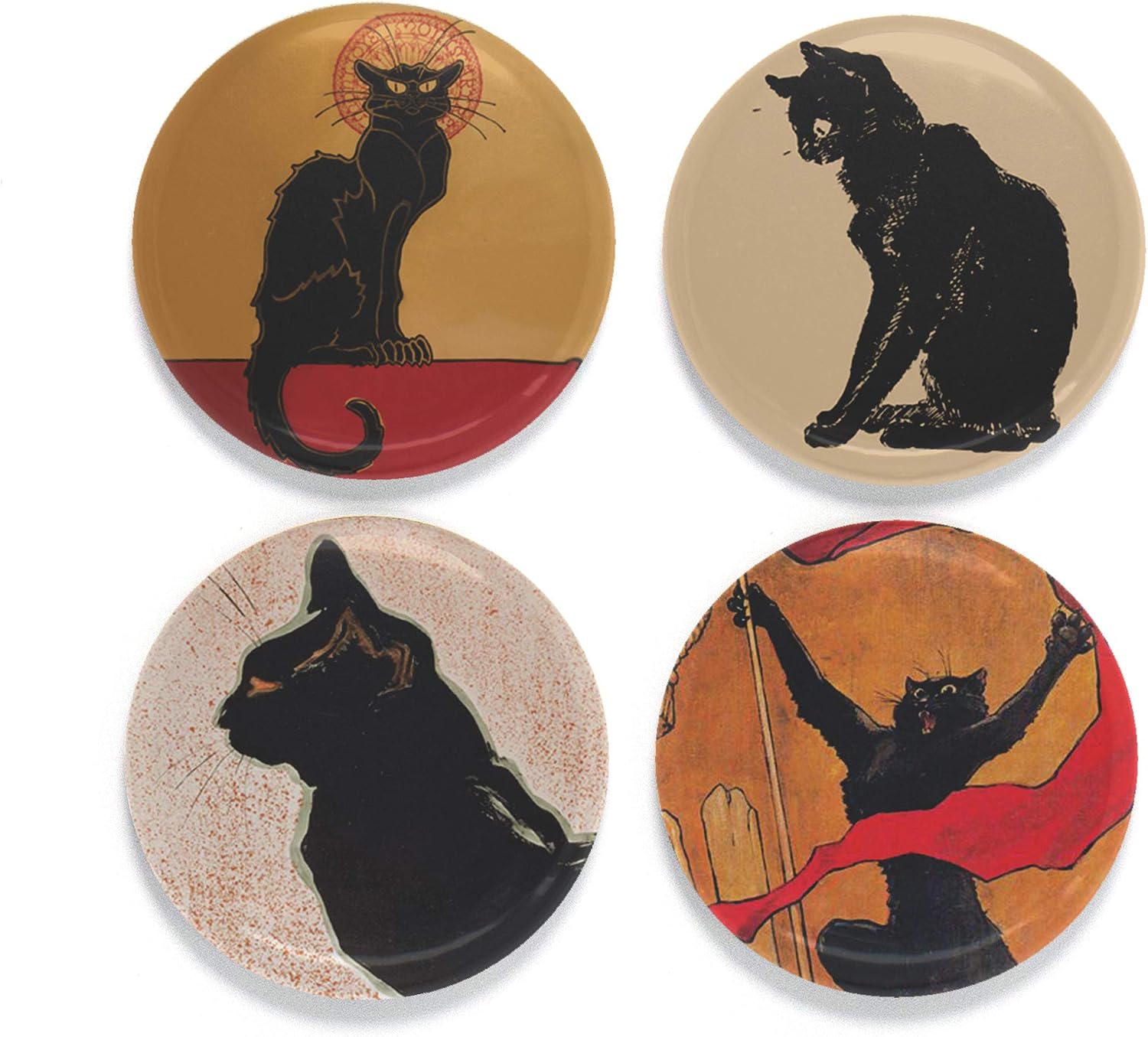 Amazon.com: Buttonsmith Steinlen Black Cats Magnet Set - Set of 4 1.25 ...