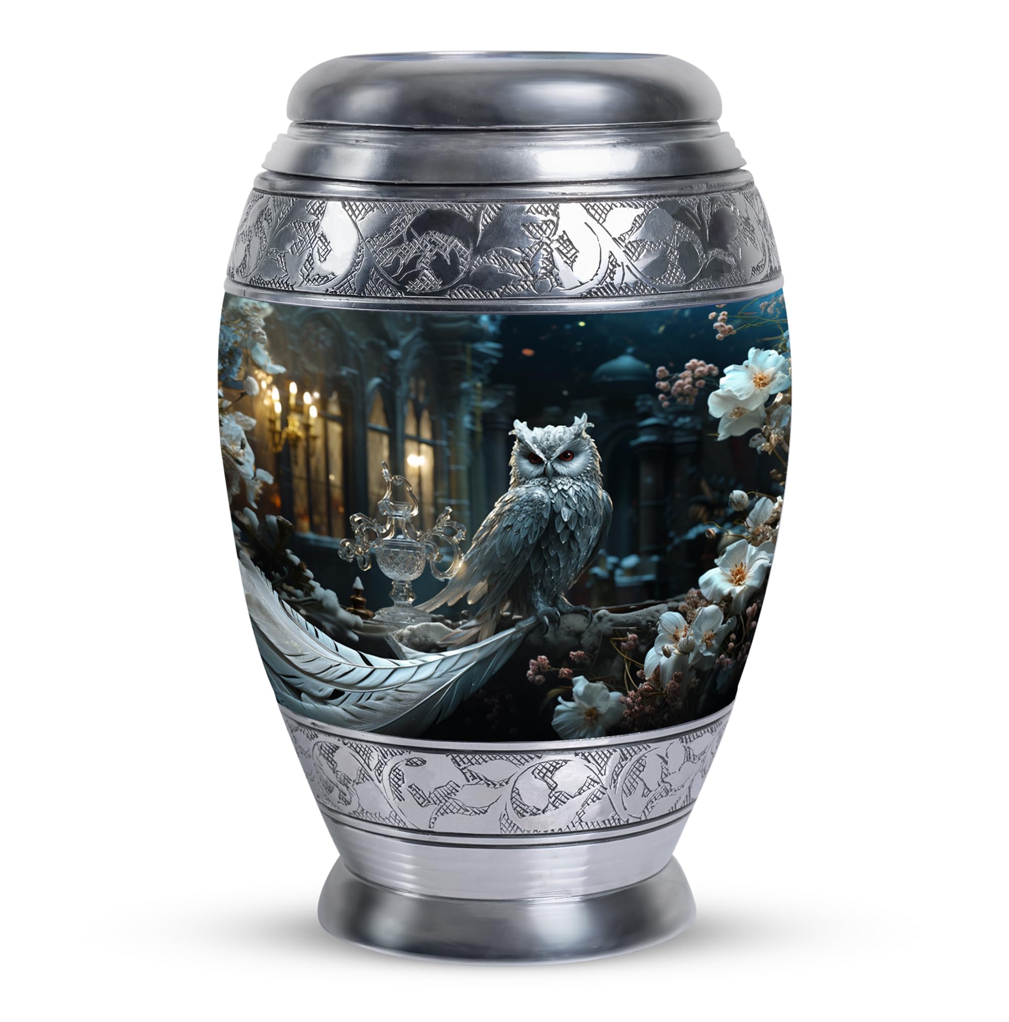 Amazon.com: SUBSH White Owl Sitting White Flower Keepsake Owl Urns for ...