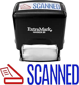 Amazon.com : ExtraMark Dual Color Self Inking Rubber Stamp (Scanned) 2 ...