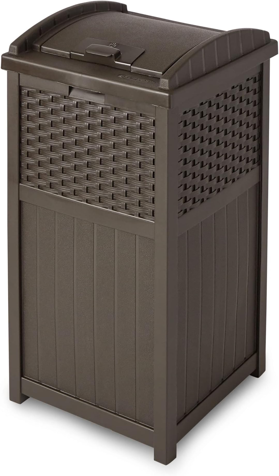 Amazon.com: Suncast 30 Gallon Resin Outdoor Hideaway Patio Trash Can ...