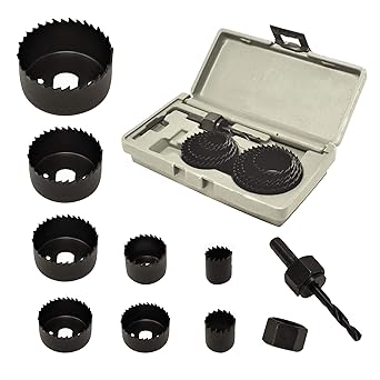 10-Piece Hole Saw Kit for Wood | Durable Carbon Steel Power Drill Hole ...