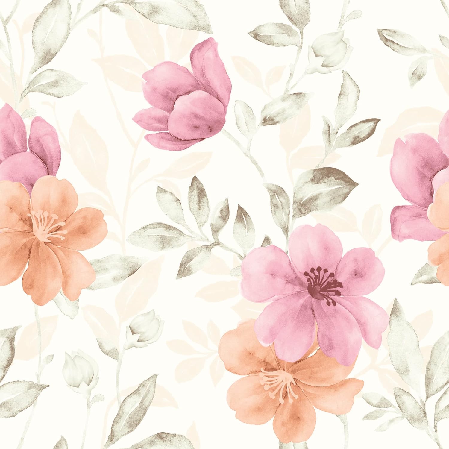 auxua Large Floral Wallpaper Peel and Stick Vintage Contact Paper 17.71 ...