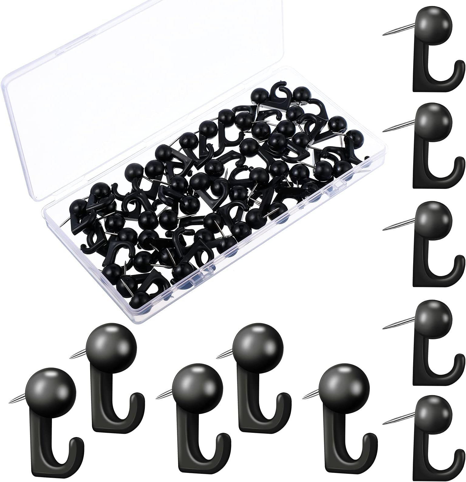 Amazon.com : Tenare 50 Pieces Push Pin Hooks Plastic Heads Pin Tacks ...