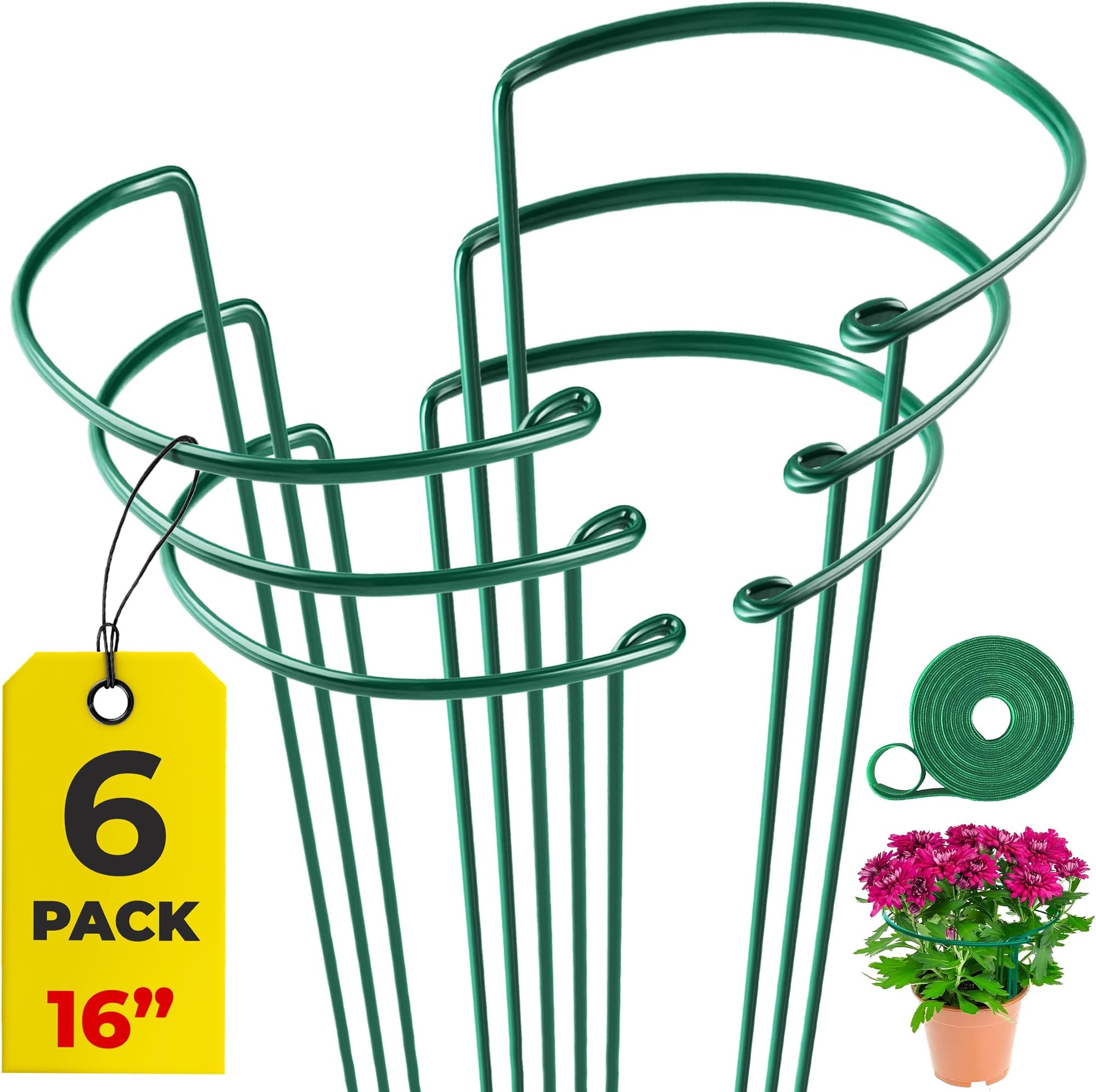 Amazon.com : YEOAUM 5 Pack Plant Support Stakes, Adjustable Plant Ring ...