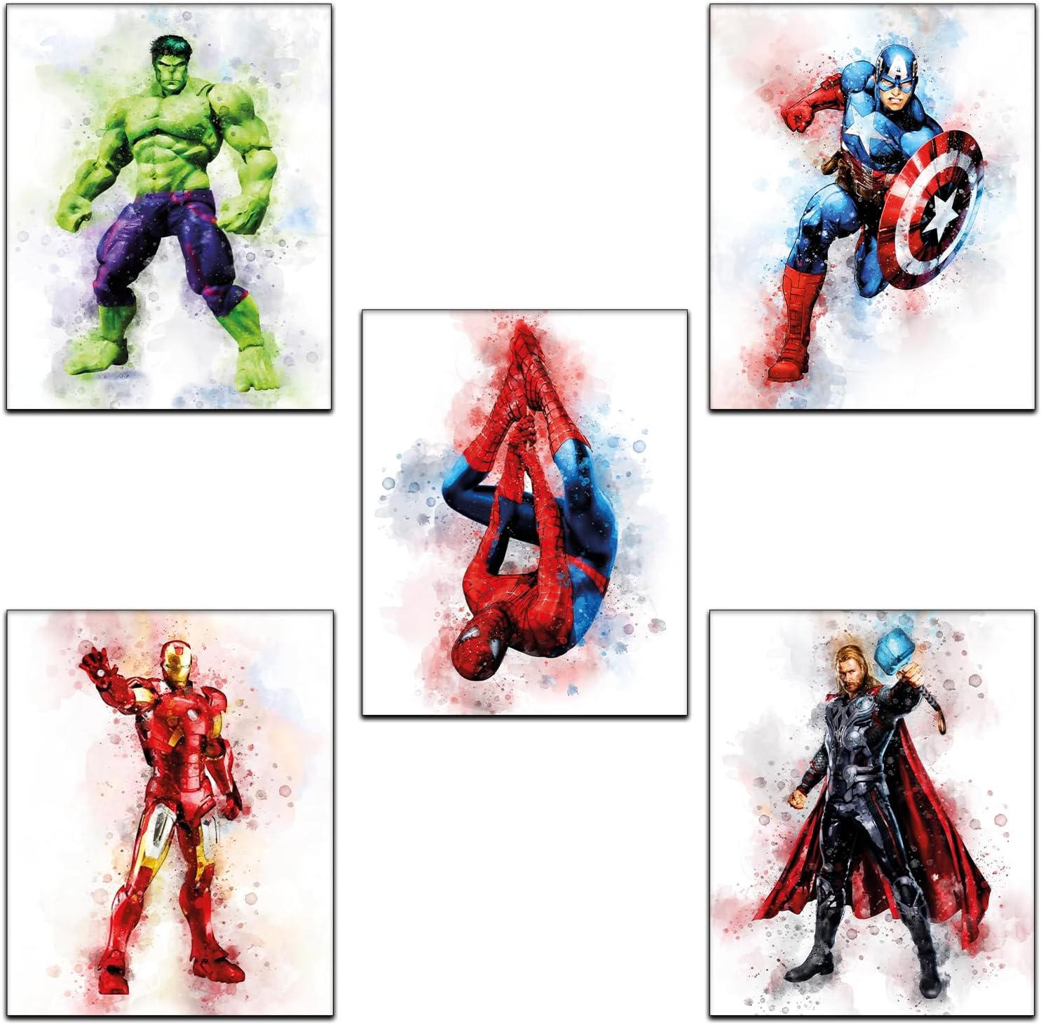 Amazon.com: Superhero Watercolor Poster Prints Superhero Room Decor for ...