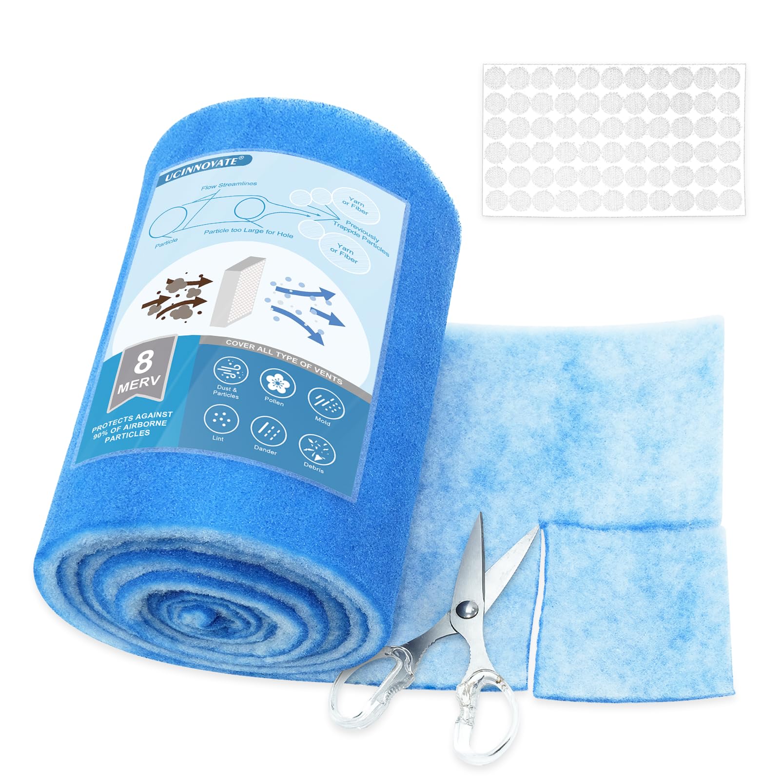 UCINNOVATE 20'' x 90'' Air Vent Filters Roll(50+ Filters), MERV 8 ...