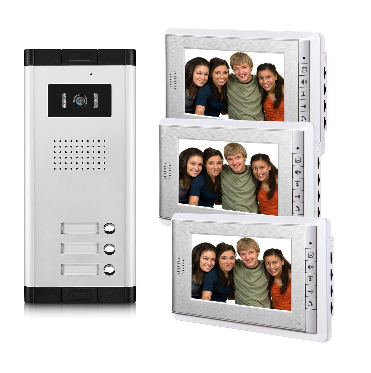 AMOCAM Video Door Phone Intercom System, Wired Doorbell Kits, 1 Night ...