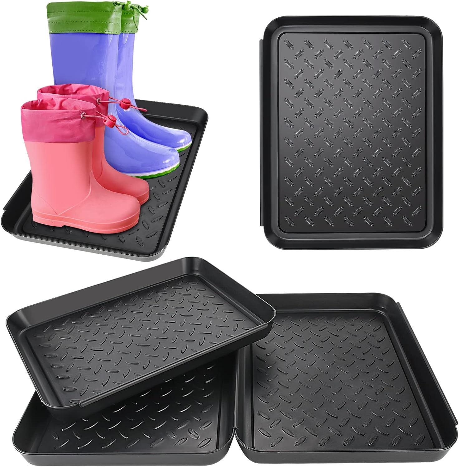 Amazon.com: Small Boot Tray for Entryway Indoor, 4 Pack Plastic Shoe ...