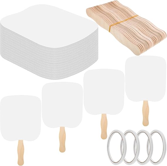 Amazon.com: Fan Handle Craft Sticks Wavy Wooden Sticks, Blank White ...