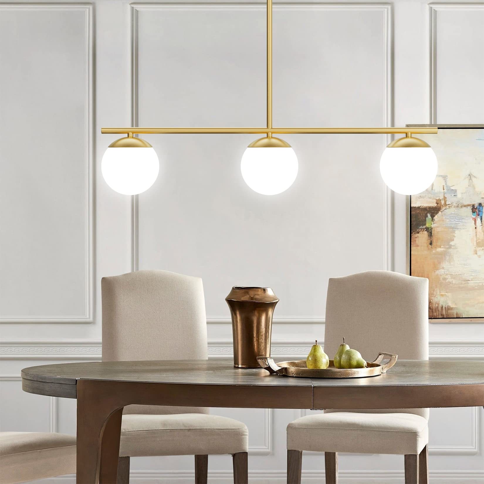Gold 3 Lights Pendant Light for Kitchen Island Gold Mid Century ...