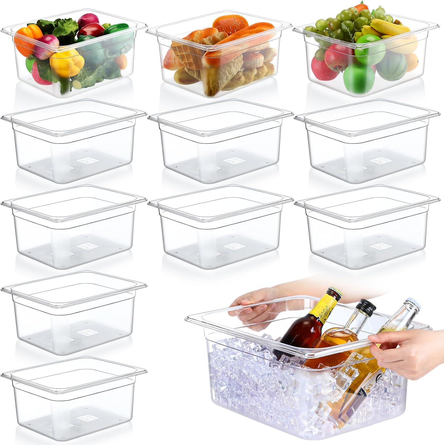 Amazon.com: Layhit 12 Pcs Plastic clear Food Pan 1/2 Size Commercial ...