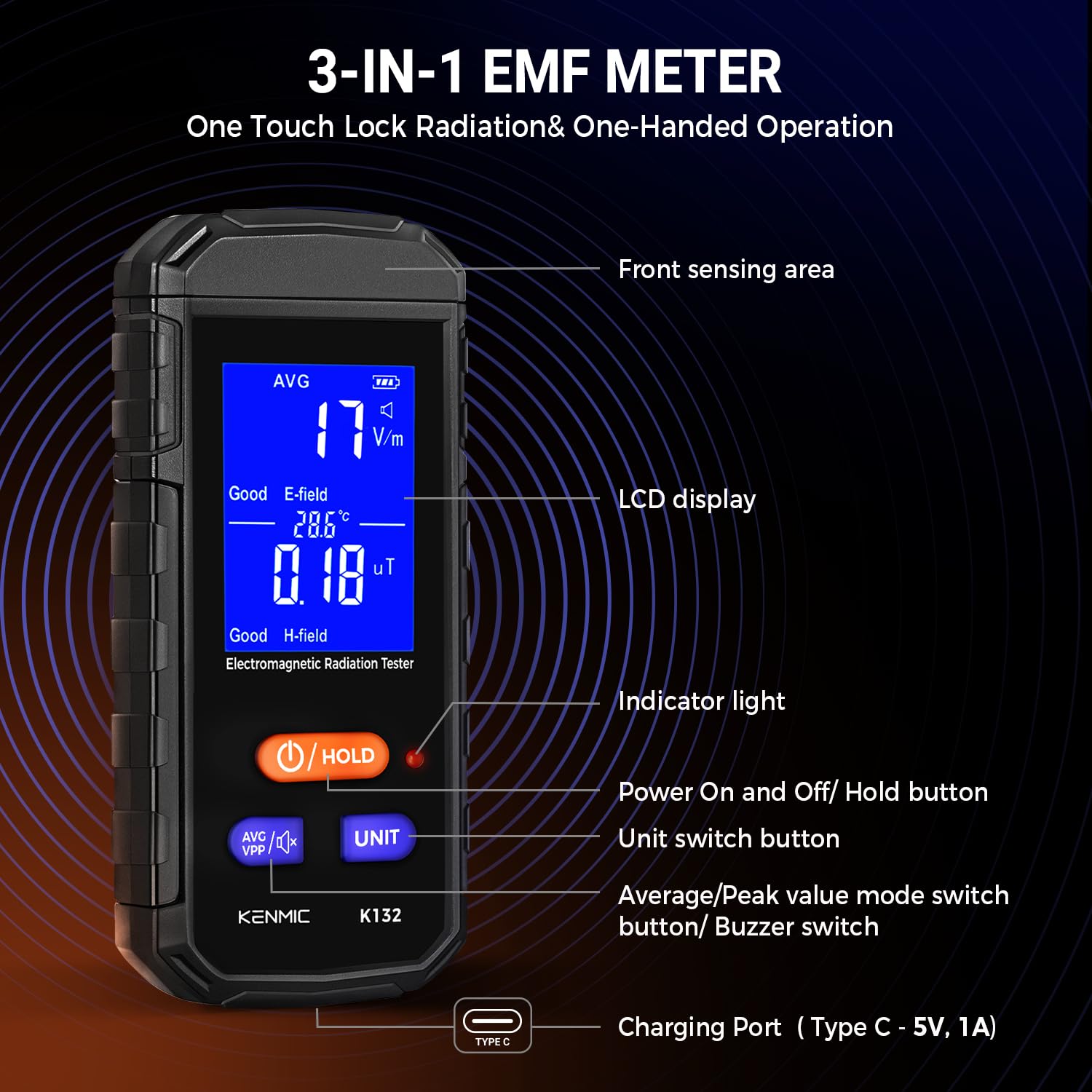 Snapklik.com : High-Precision EMF Meter - Rechargeable Handheld ...