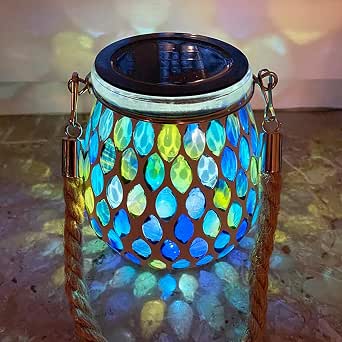TOTHDATE 1PCS Oval Mosaic Solar Lights Outdoor Garden, On/Off Glass ...
